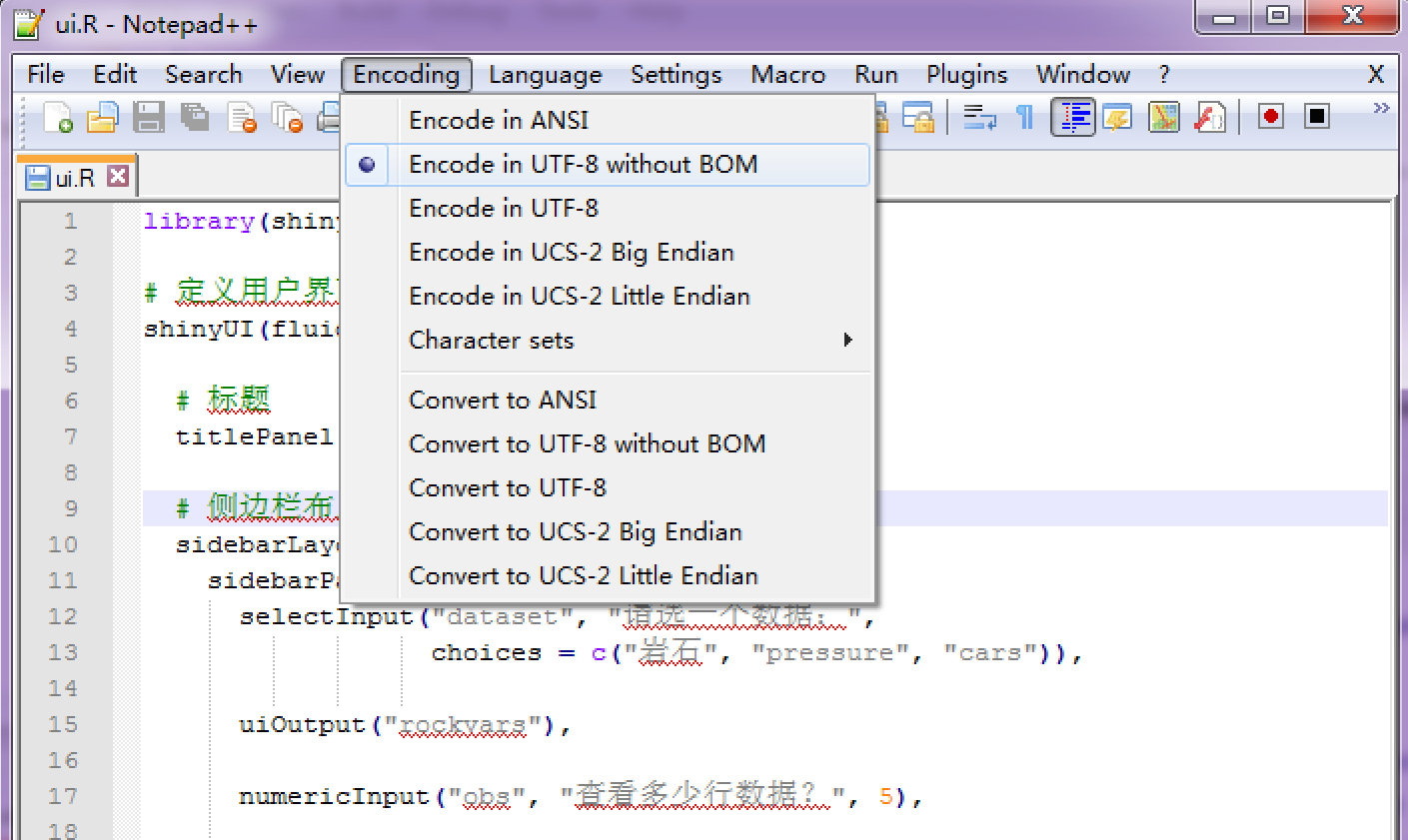 Shiny Unicode Characters In Shiny Apps